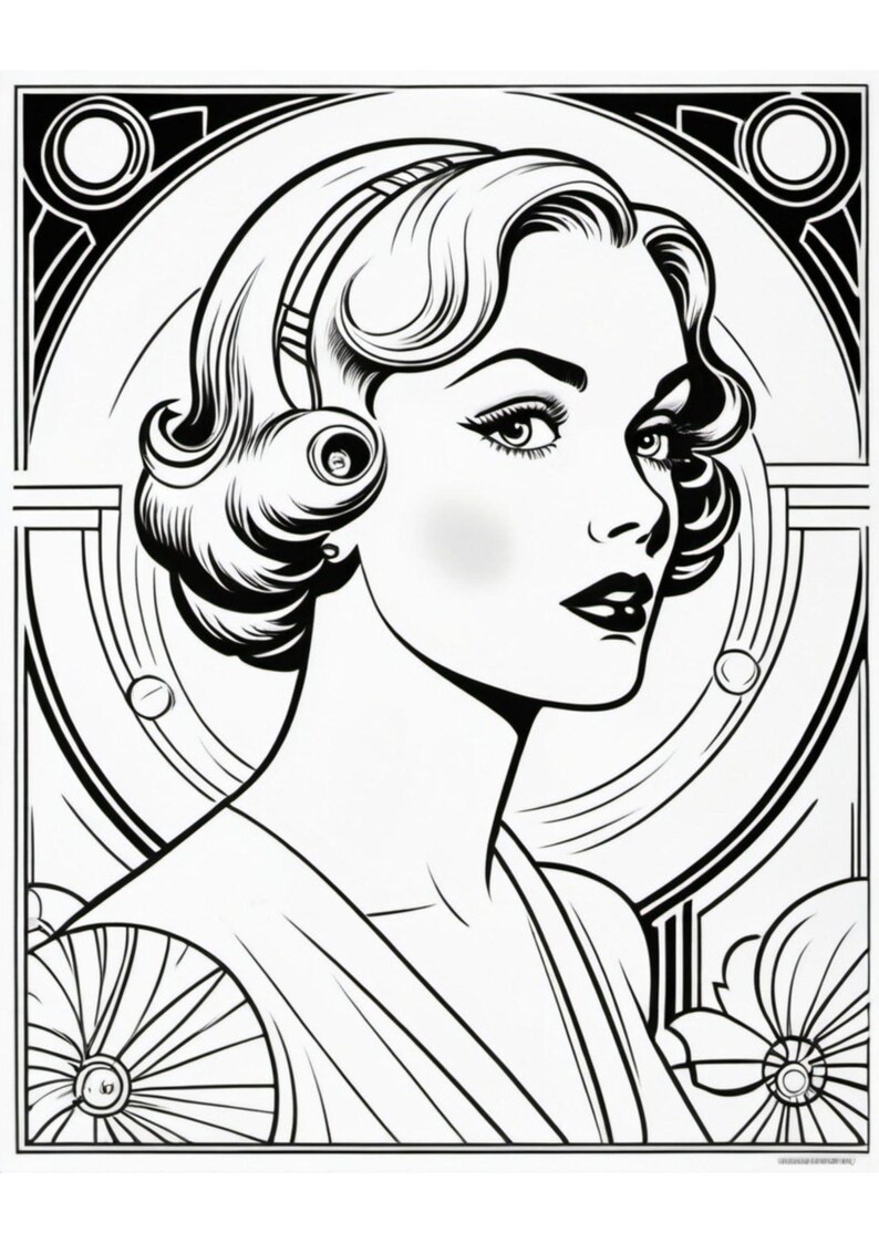 Retro 1950's Adult Coloring Book Pages, Calming Relaxation, Digital ...