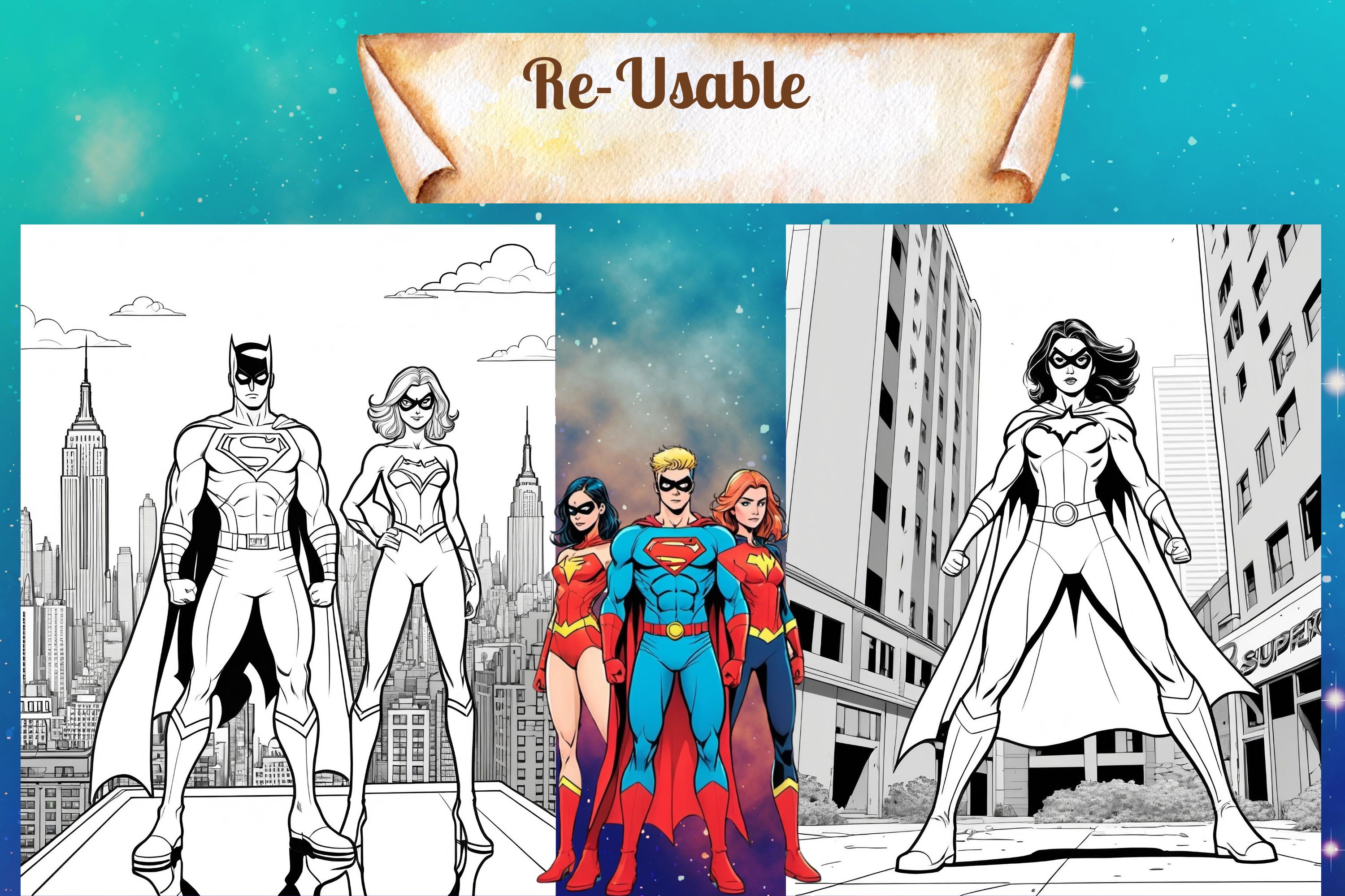 Superheroes Adult Teens 35 Coloring Pages, Instant Downloads: Unleash ...