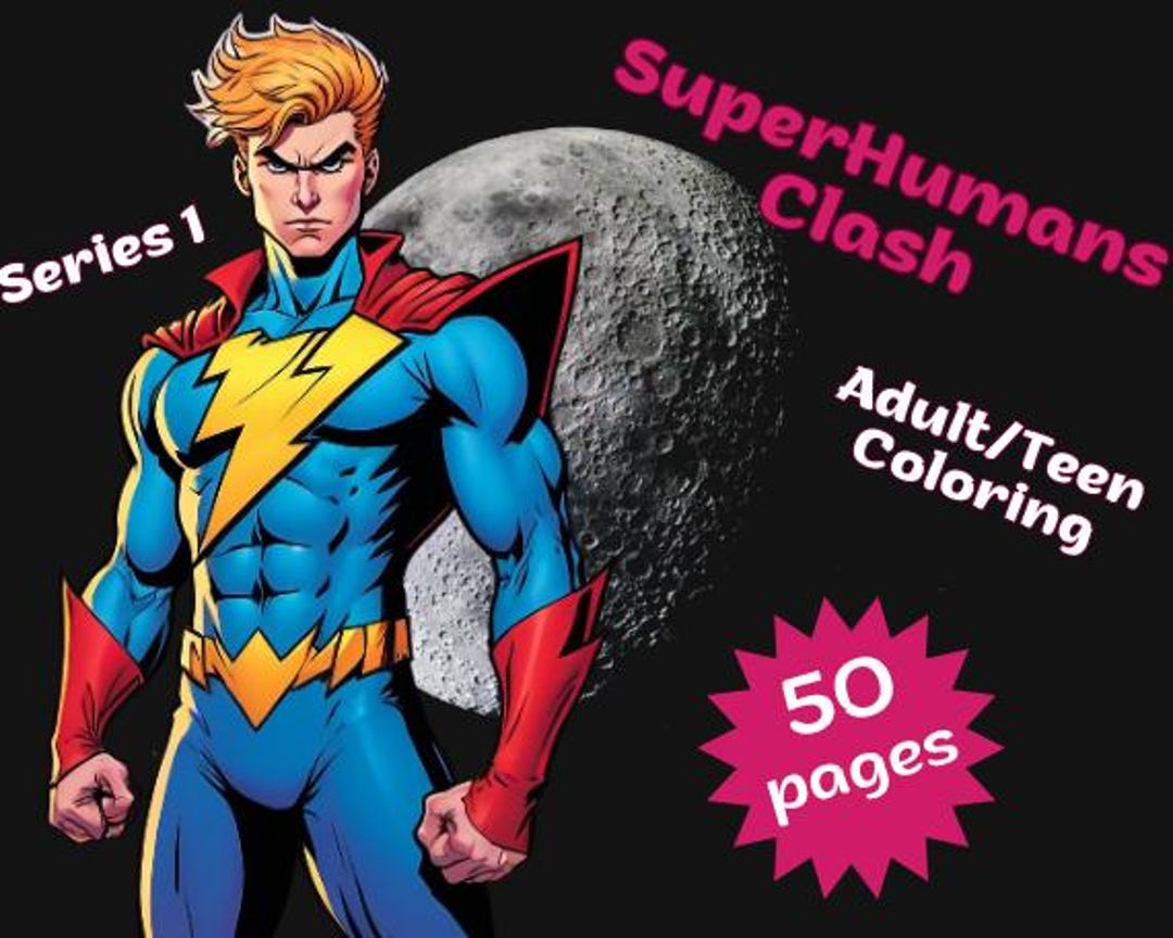 Superhero Coloring Pages: Superhumans Clash, 50 Pages (digital Download ...