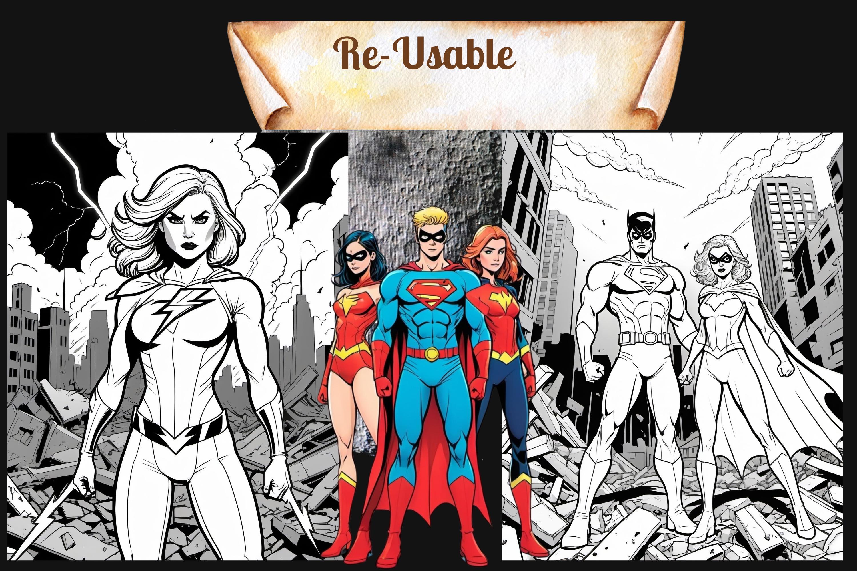 Superhero Coloring Pages: Superhumans Clash, 50 Pages (digital Download ...