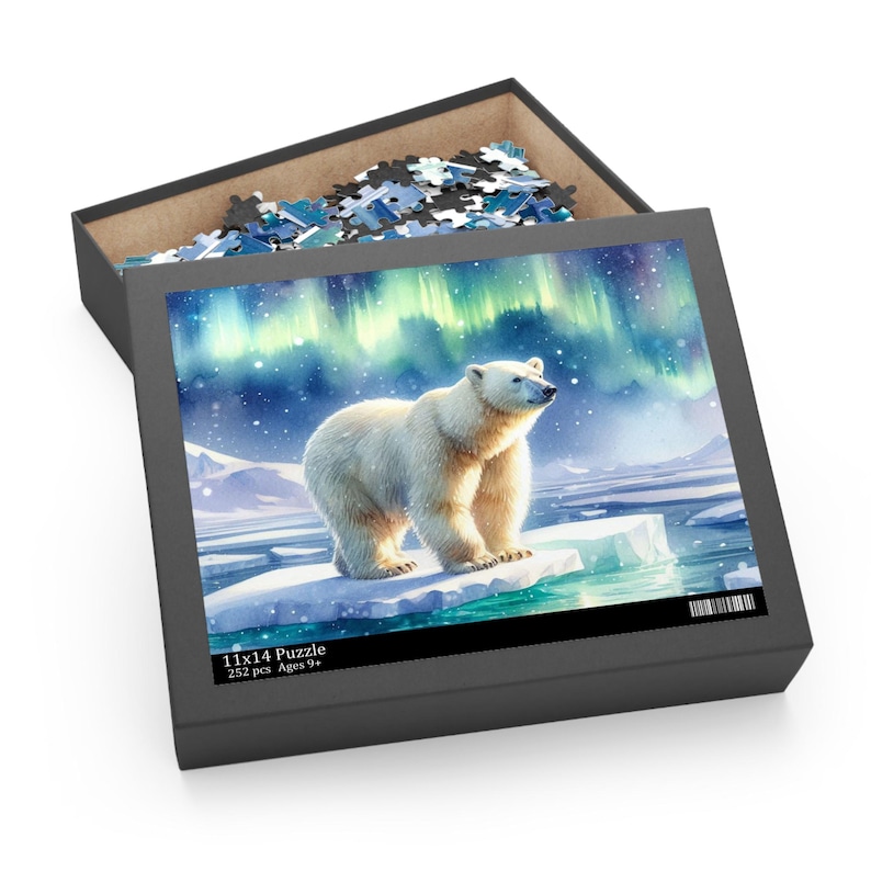 NEW Snowy Polar Bear Puzzle Northern Lights Fun Jigsawavailable as 120 ...