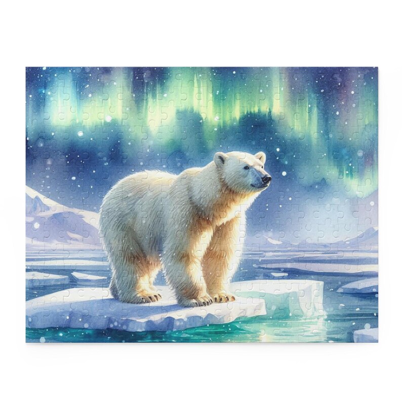 NEW Snowy Polar Bear Puzzle Northern Lights Fun Jigsawavailable as 120 ...