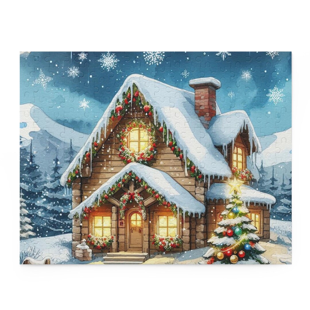 NEW Christmas Cottage Puzzle Winter Snowing Jigsaw Adults Older Kids ...