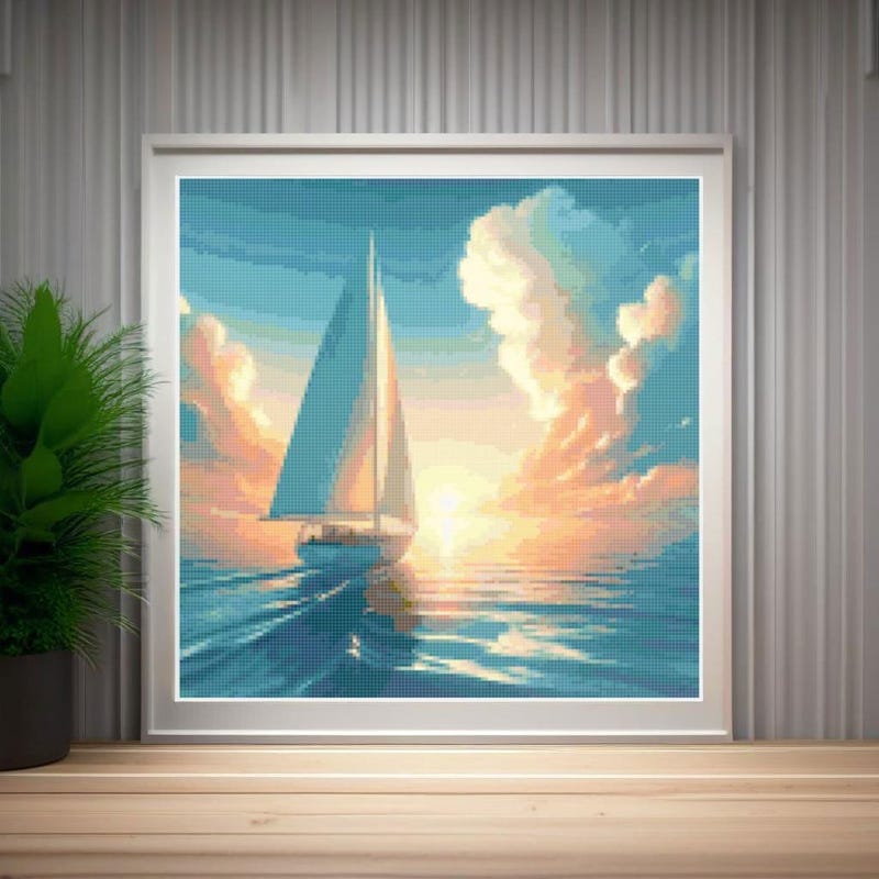 Cross Stitch Sunset - Etsy
