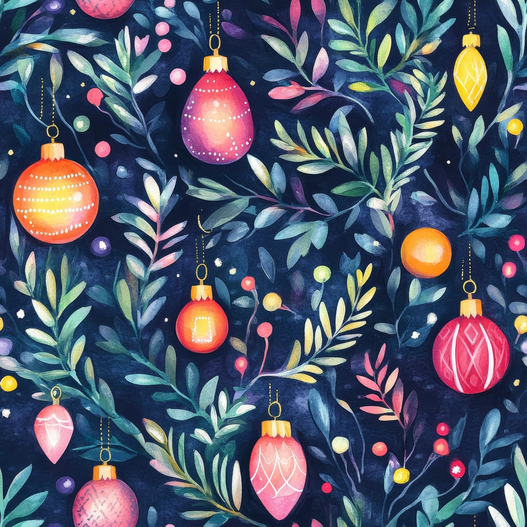 Festive Baubles! 100% Cotton Fabric NEW Christmas Tree Design Metres ...