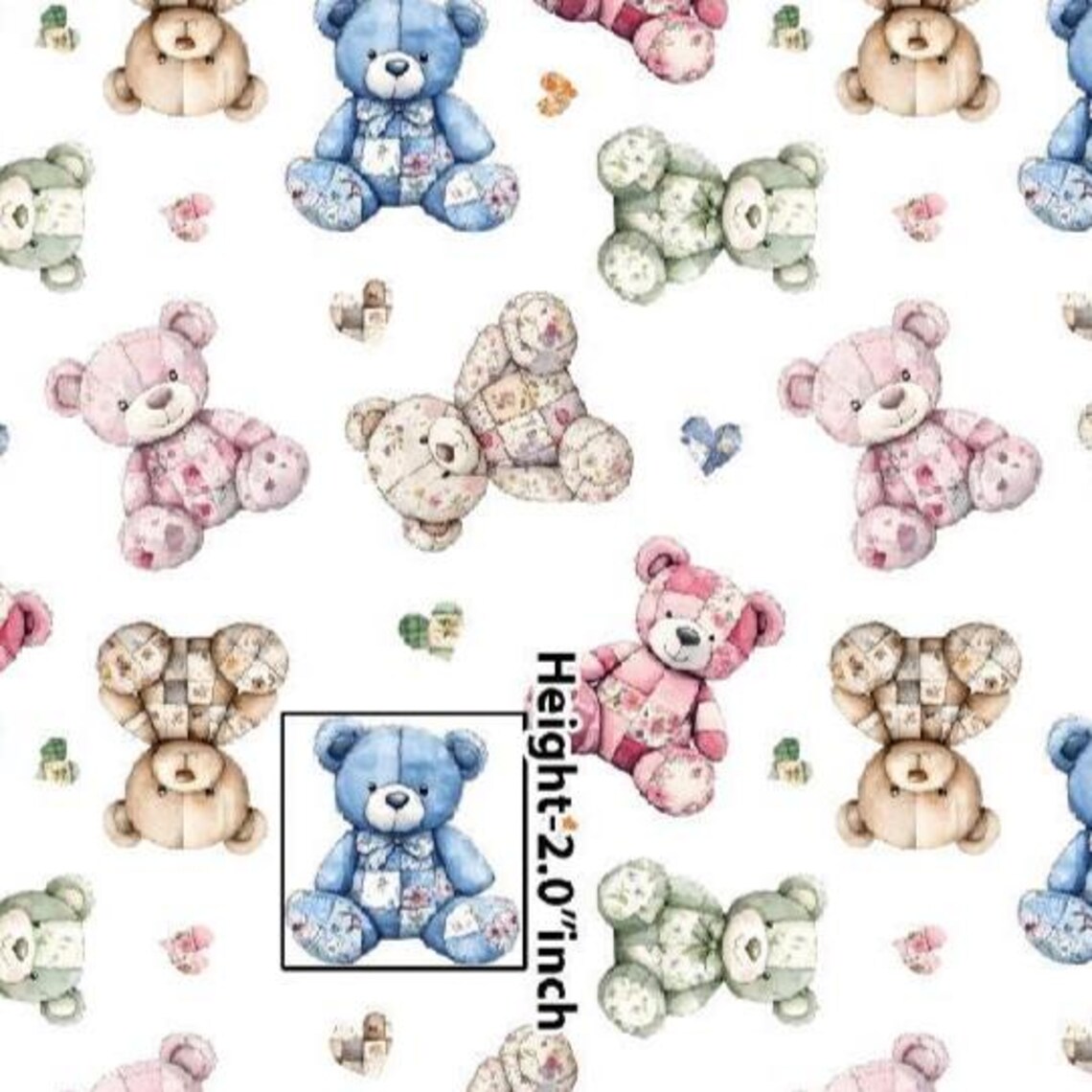 Patchwork Teddy Bears 100% Cotton Fabric NEW Toys Stuffed Cuddly Cute ...