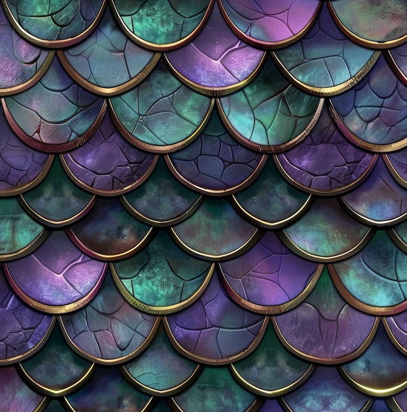Purple & Green Dragon Scales! 100% Cotton Fabric NEW Unique Design ...