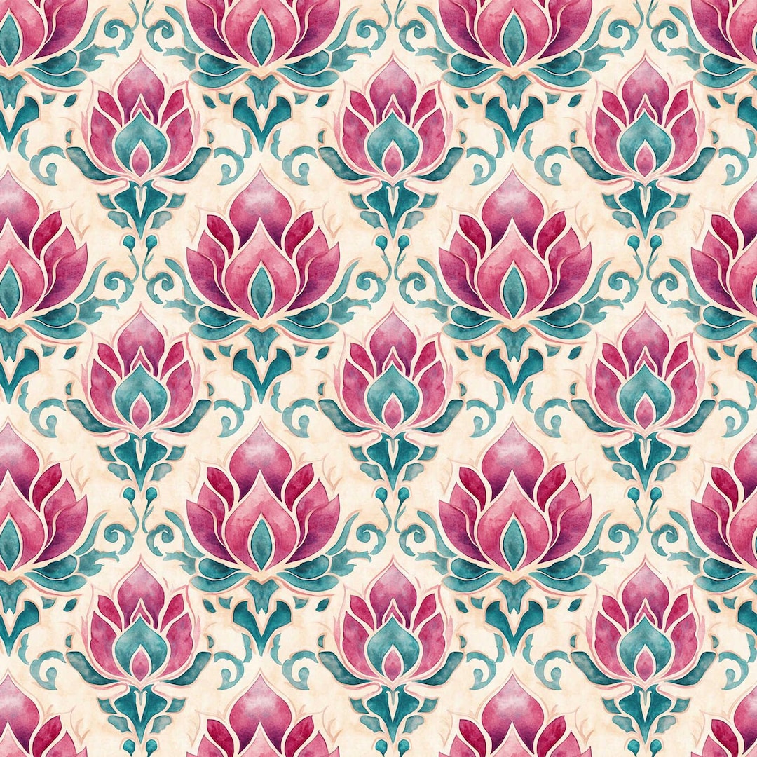 Pink Lotus Flowers on Cream! 100% Cotton Fabric NEW Floral Flower ...