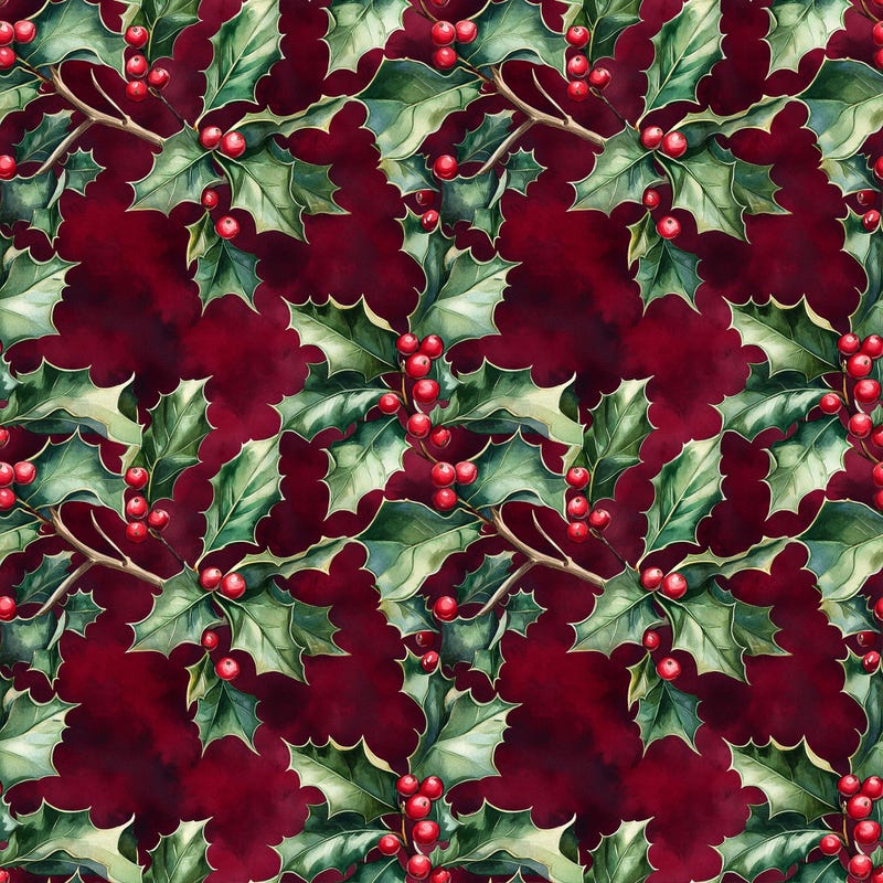 Christmas Fabric Holly Berry - Etsy UK