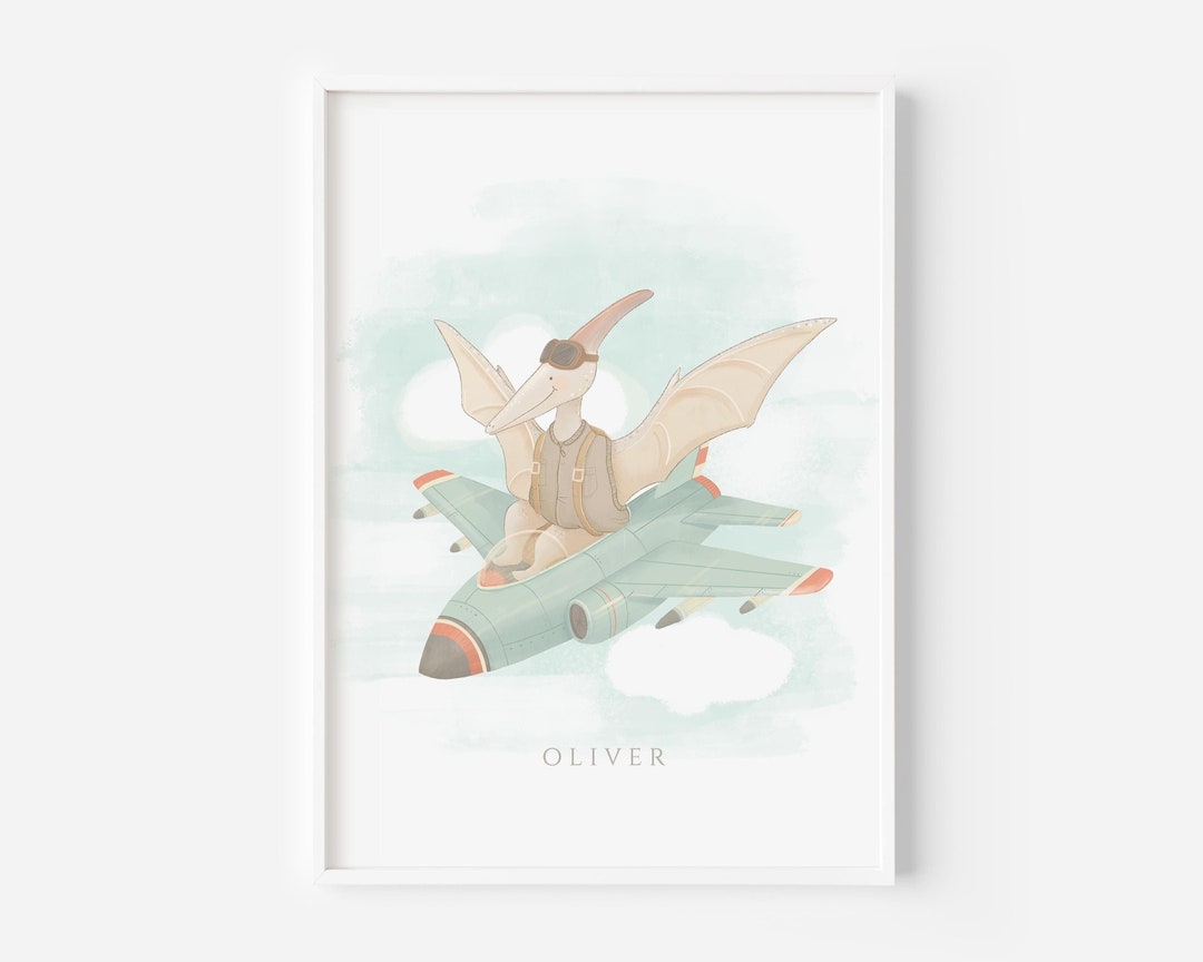 Custom Pterodactyl Fighter Jet Print, Kids Room Dinosaur Wall Art - Etsy