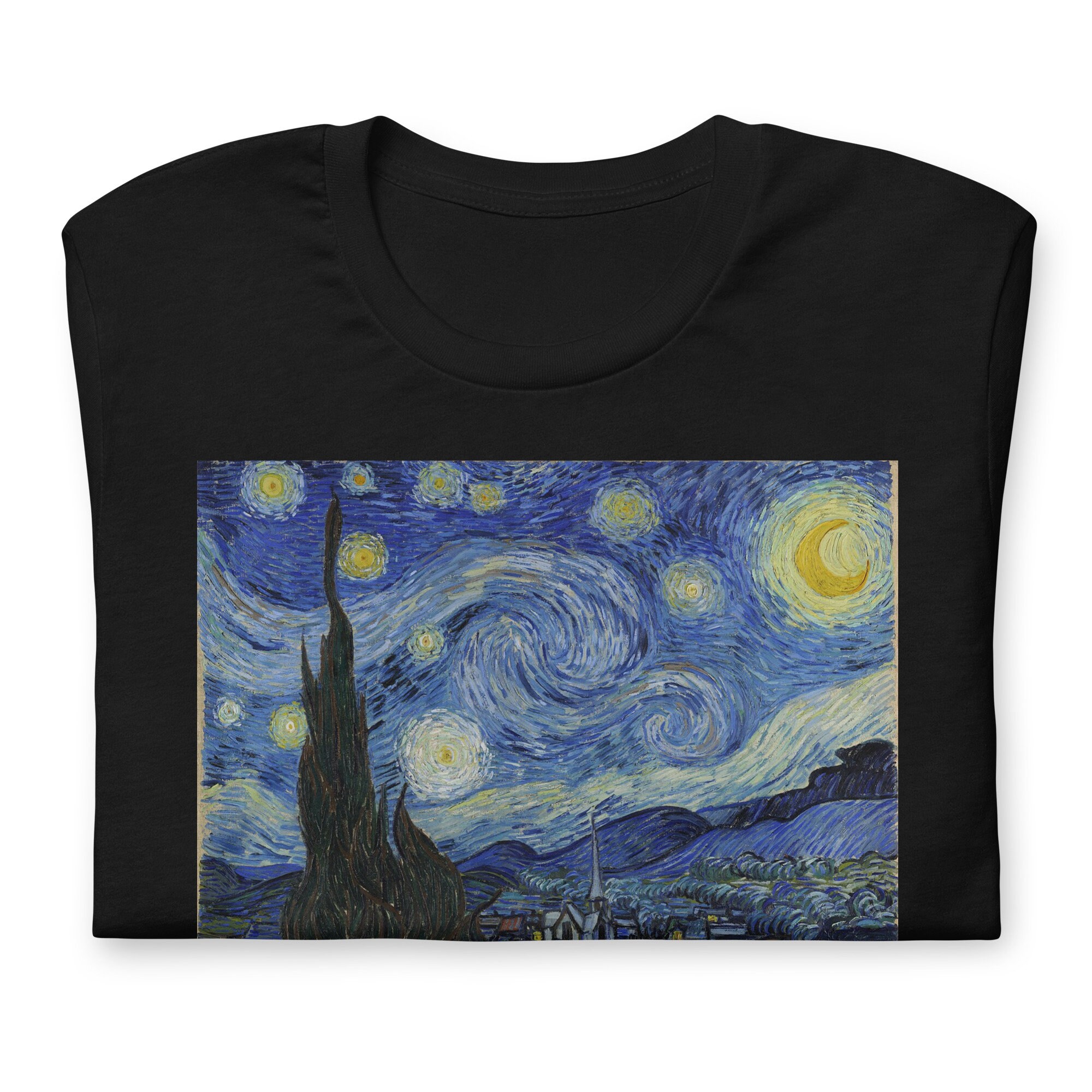 Van Gogh starry Night Classic Men's Women's Black Tee Top - Etsy UK