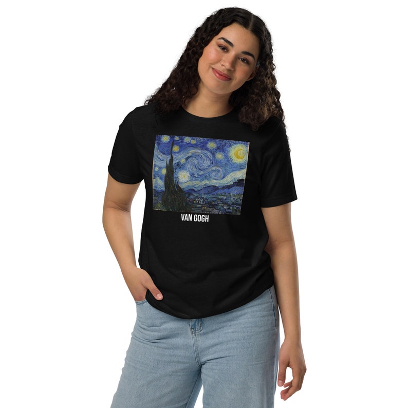 Van Gogh starry Night Classic Men's Women's Black Tee Top - Etsy UK