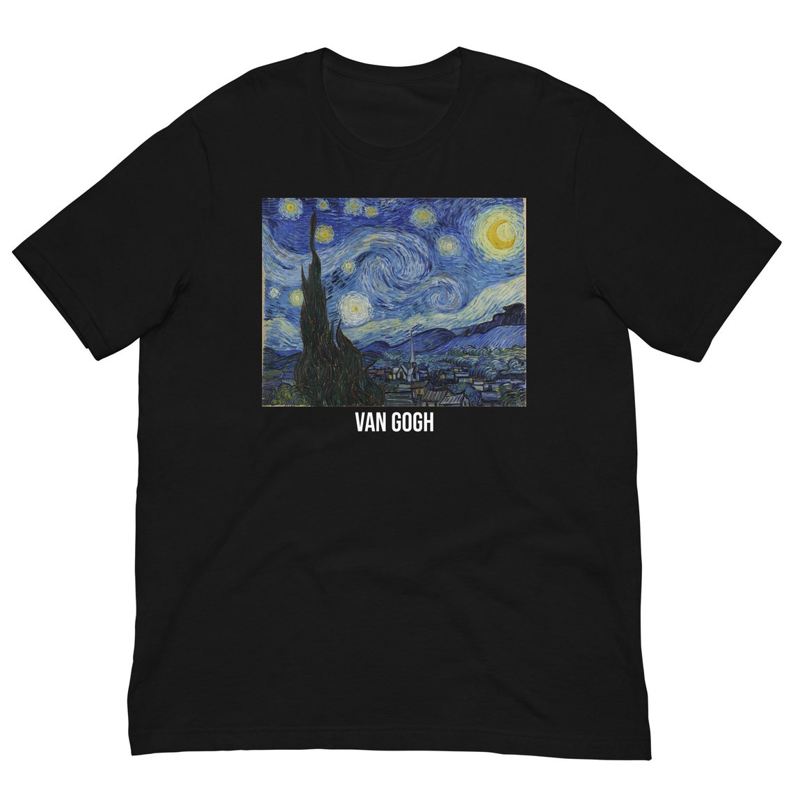 Van Gogh starry Night Classic Men's Women's Black Tee Top - Etsy UK