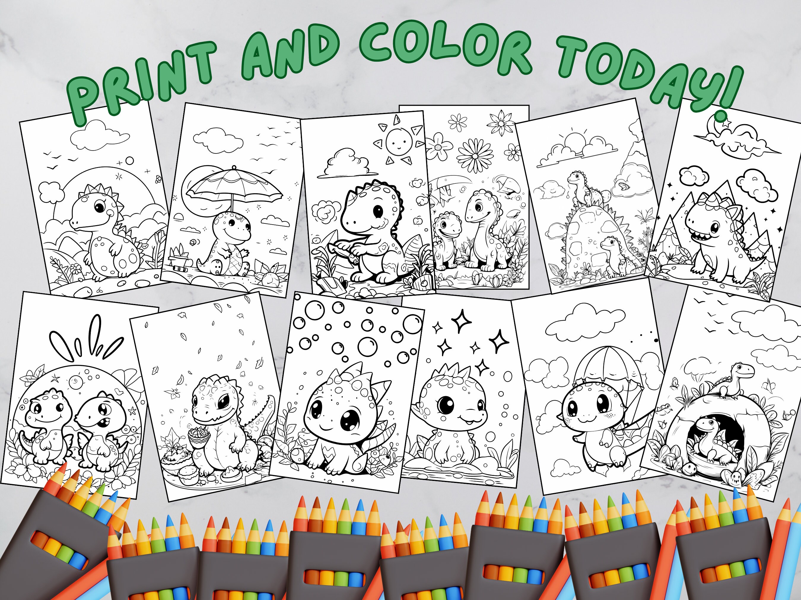 Cute Dinosaur Printable Coloring Pages | Cute and Relaxing Coloring ...