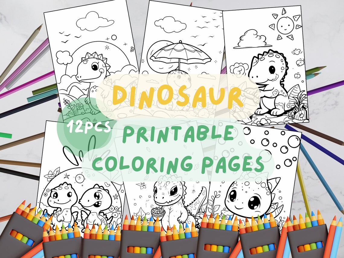 Cute Dinosaur Printable Coloring Pages | Cute and Relaxing Coloring ...