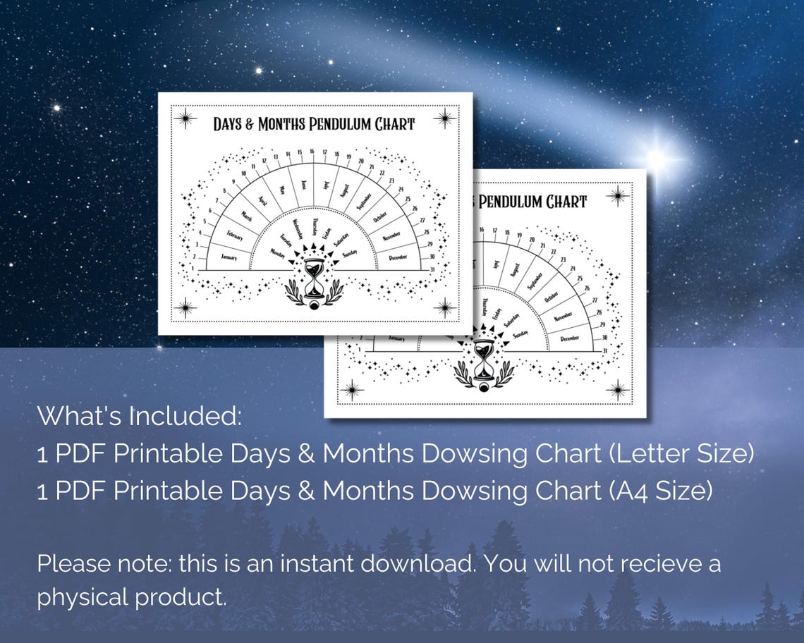 Days & Months Dowsing Chart - Instant Download | Pendulum Divination ...