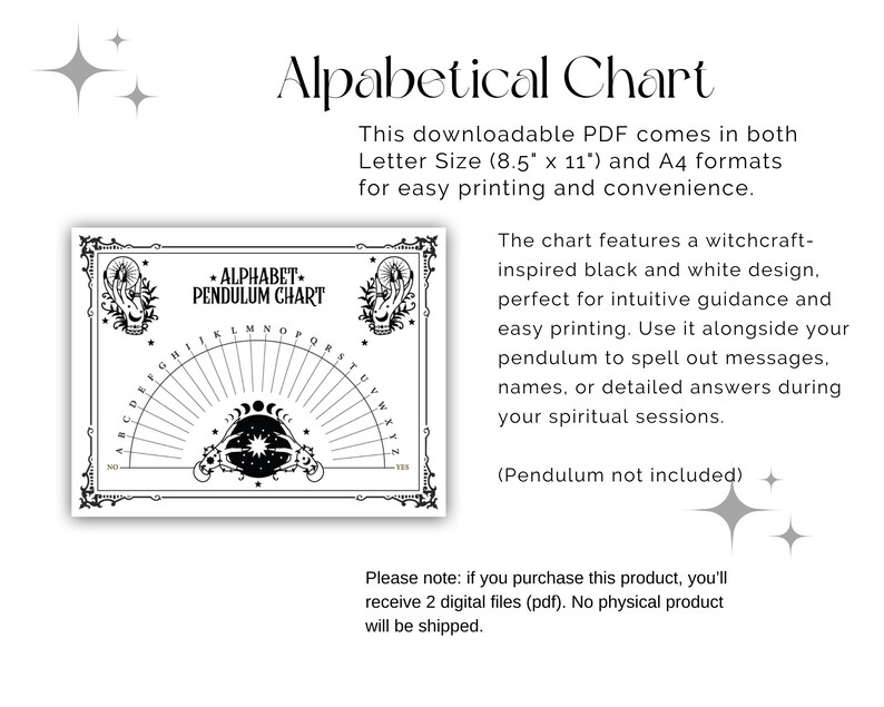 Alphabetical Dowsing Chart | Witchcraft Inspired Divination Tool ...