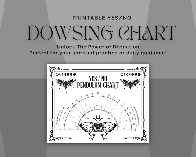 Yes/no Dowsing Chart - Printable PDF | Goth Moth Divination Tool for Spiritual Guidance ...