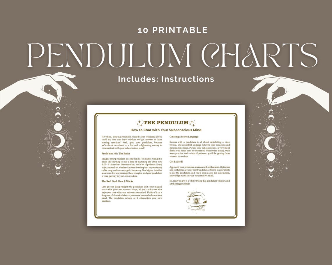 Pendulum Chart Bundle: 10 Printable Dowsing & Divination Charts With ...
