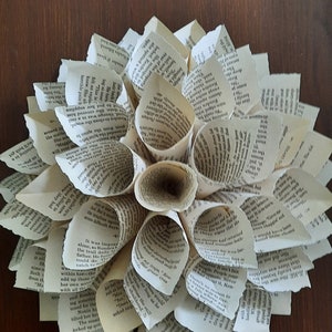 Vintage Book Paper Flower Wall Art: Handmade Dahlia Decor - Etsy