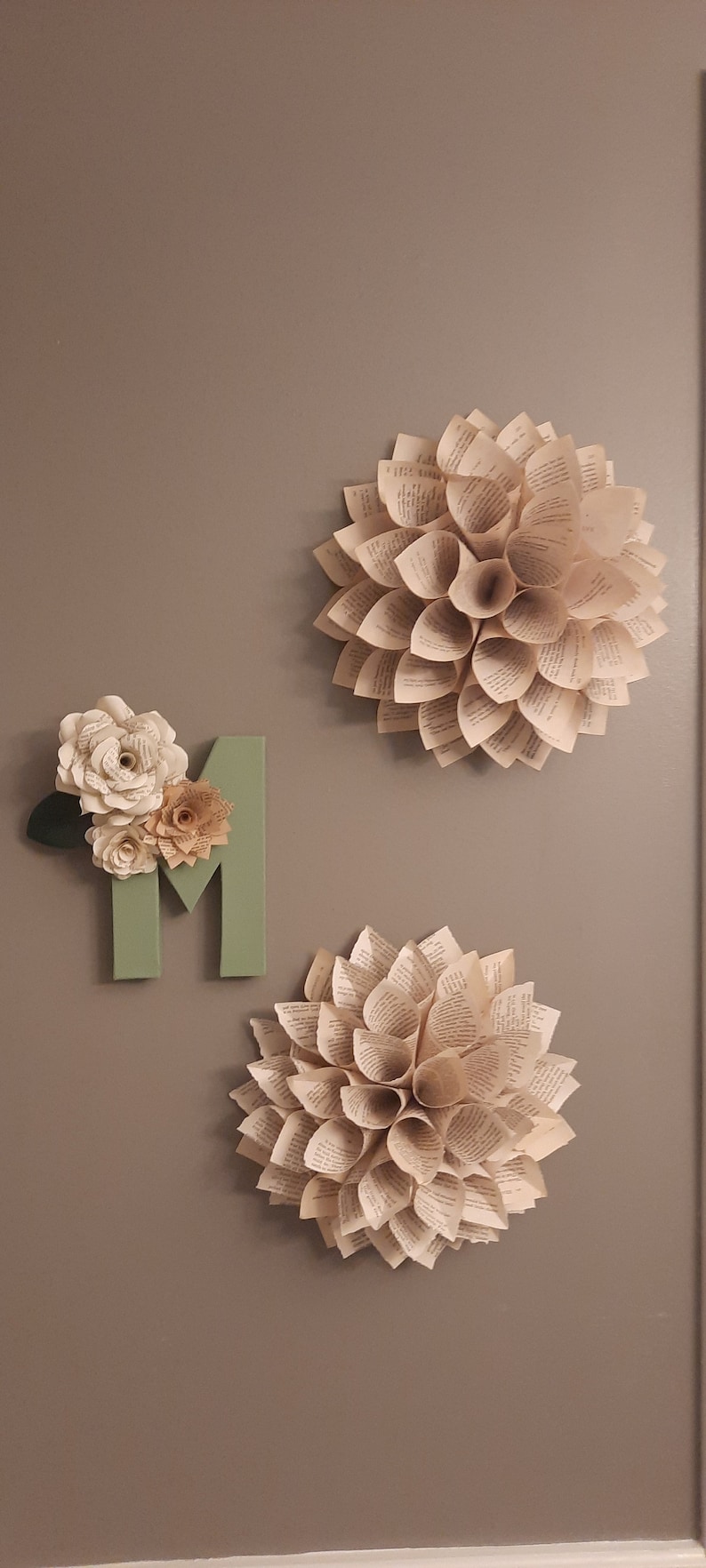 Vintage Book Paper Flower Wall Art: Handmade Dahlia Decor - Etsy