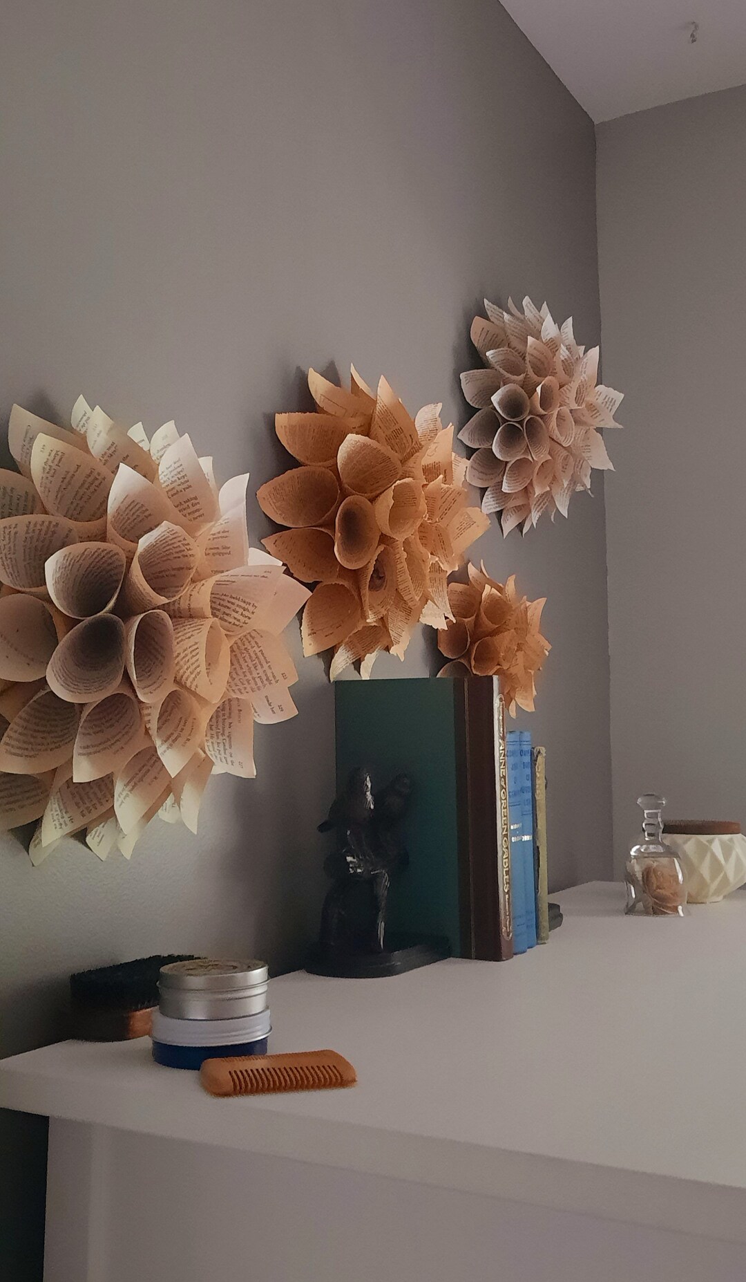Vintage Book Paper Flower Wall Art: Handmade Dahlia Decor - Etsy