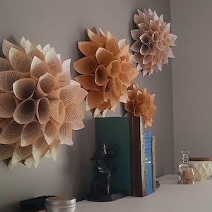 Vintage Book Paper Flower Wall Art: Handmade Dahlia Decor - Etsy
