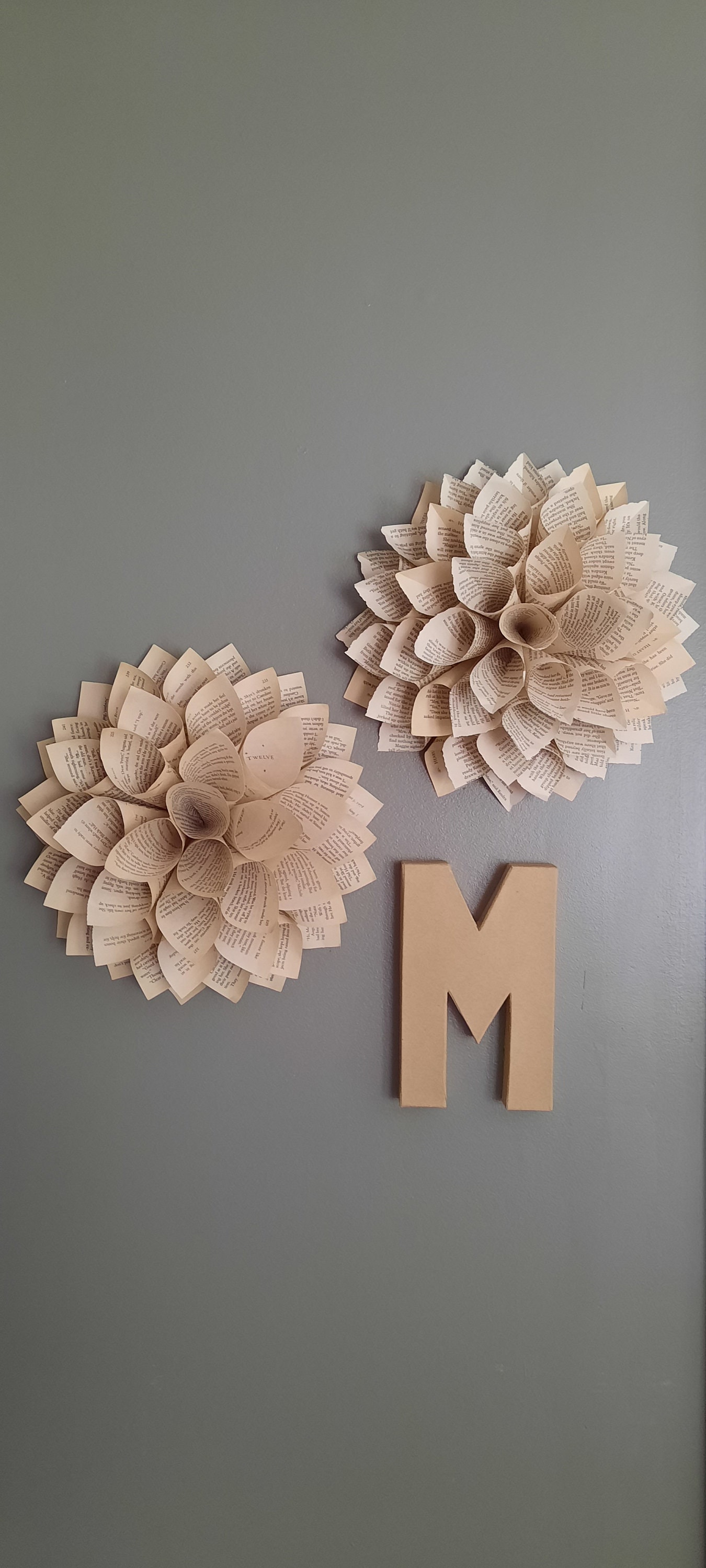 Vintage Book Paper Flower Wall Art: Handmade Dahlia Decor - Etsy