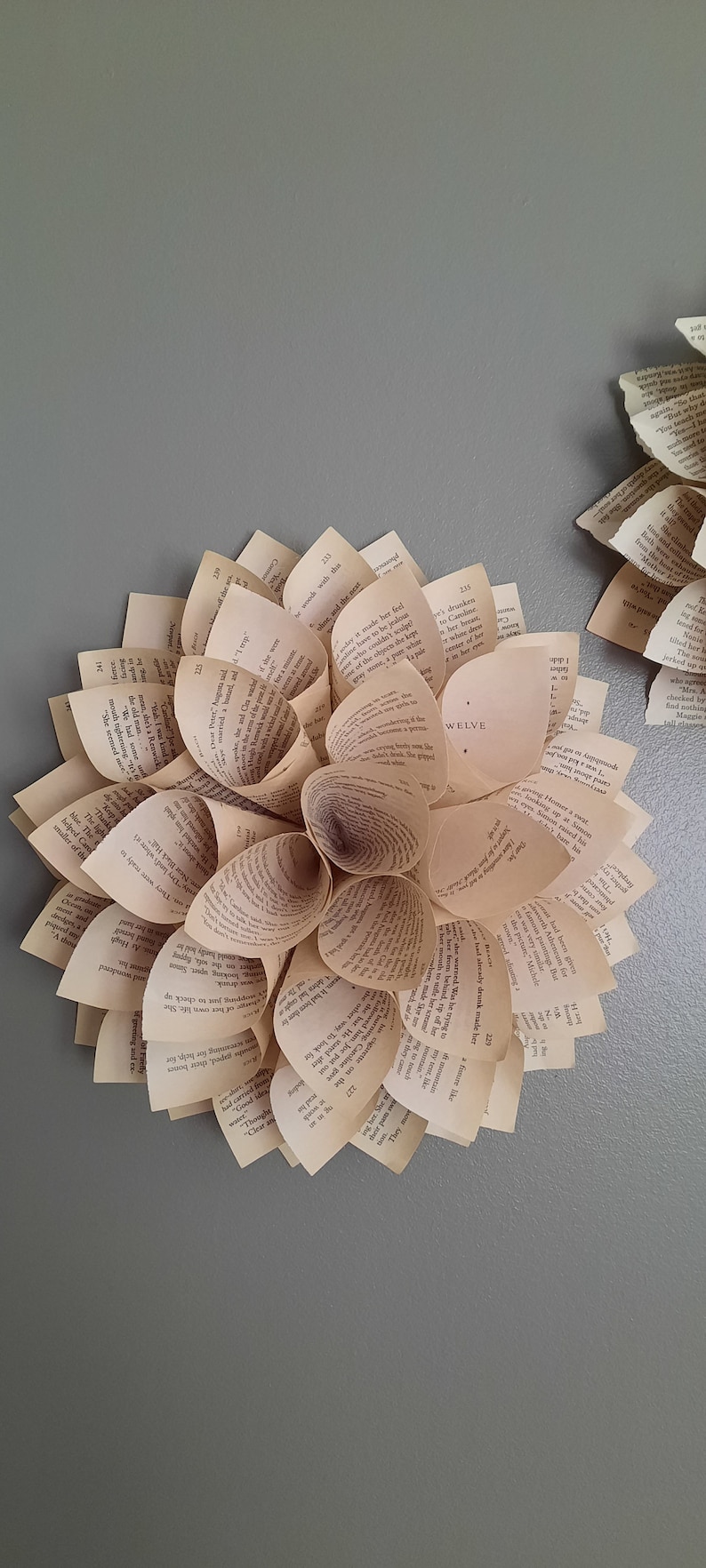 Vintage Book Paper Flower Wall Art: Handmade Dahlia Decor - Etsy
