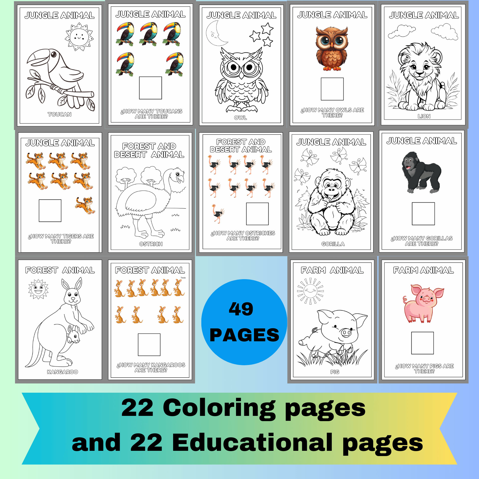 49 Educational Coloring Pages for Kids / Instant Download/educational ...