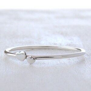 Dainty Twin Hearts Ring (in Stock) / Cute Delicate Stacking Heart Ring ...