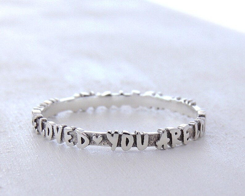 You Are Loved Word Ring in Stock / Simple Dainty Love Ring / - Etsy