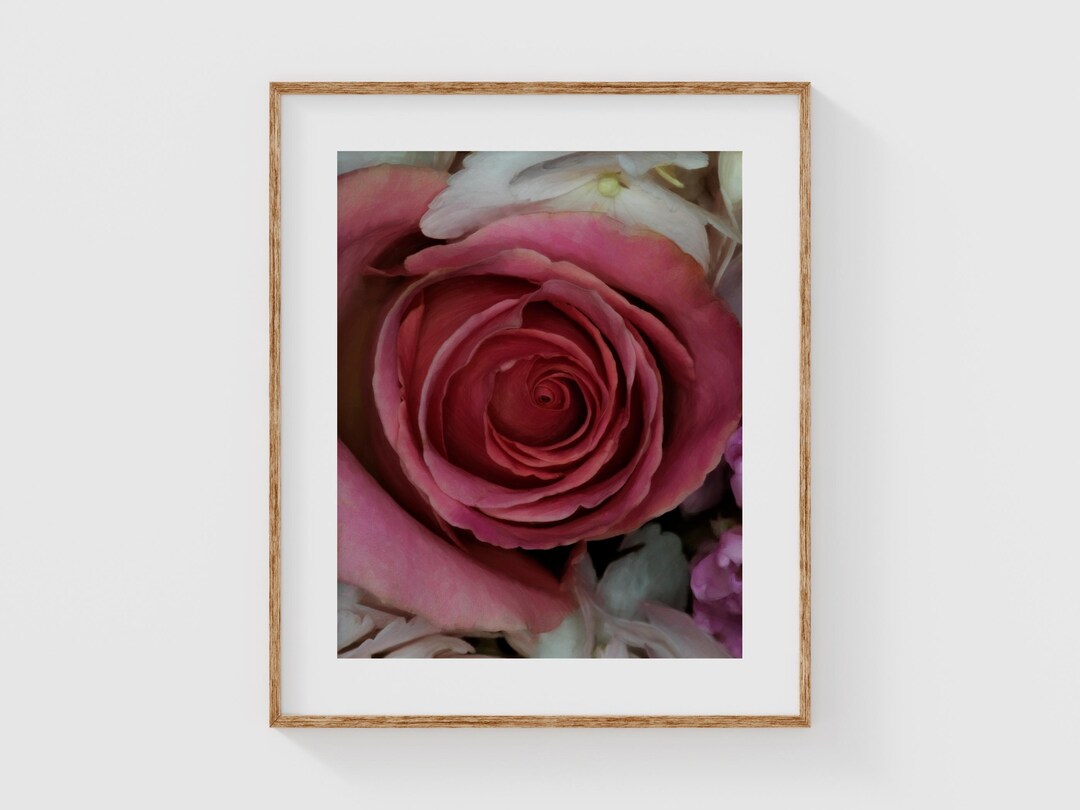 Pink Rose Wall Art, Romantic Floral Print, Cottagecore Botanical Photo ...