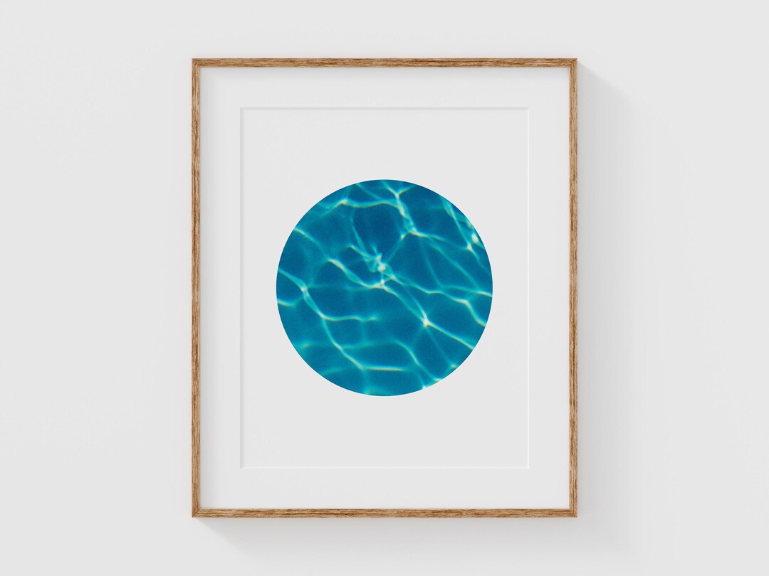 Circular Blue Water Photography Print, Minimalist Ripple Wall Art for ...