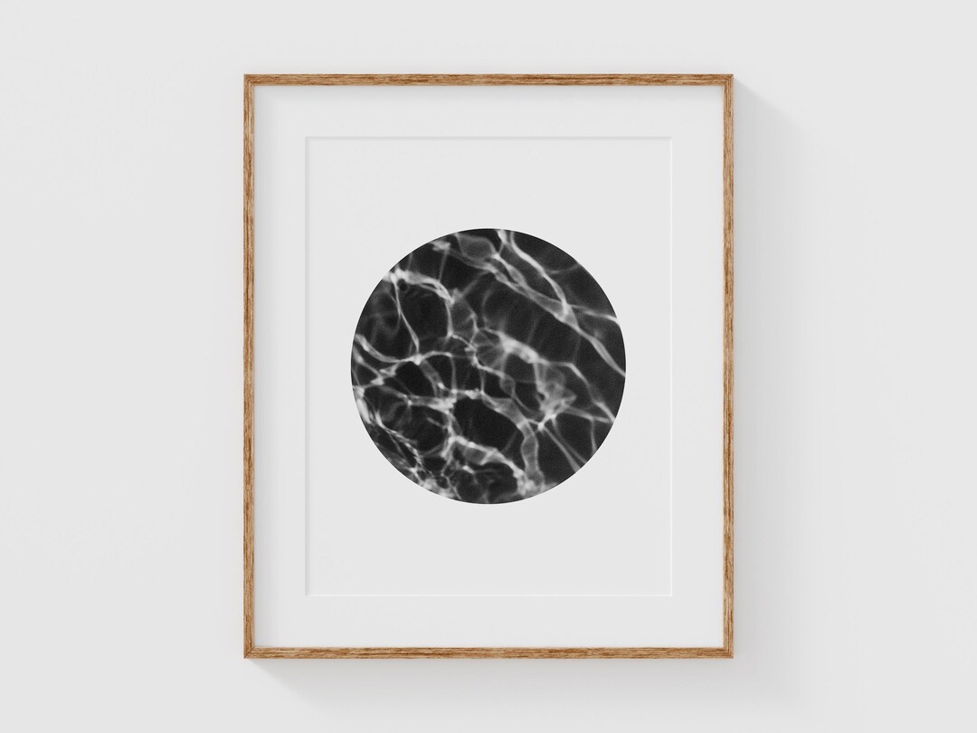 Dynamic Round Ripple Wall Art, Black and White Abstract Pool Reflection ...