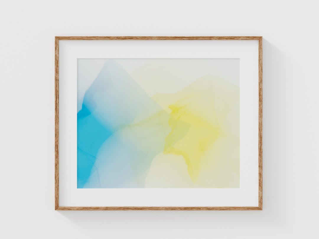 Blue and Yellow Abstract Photography Print, Minimalist Pastel Wall Art ...