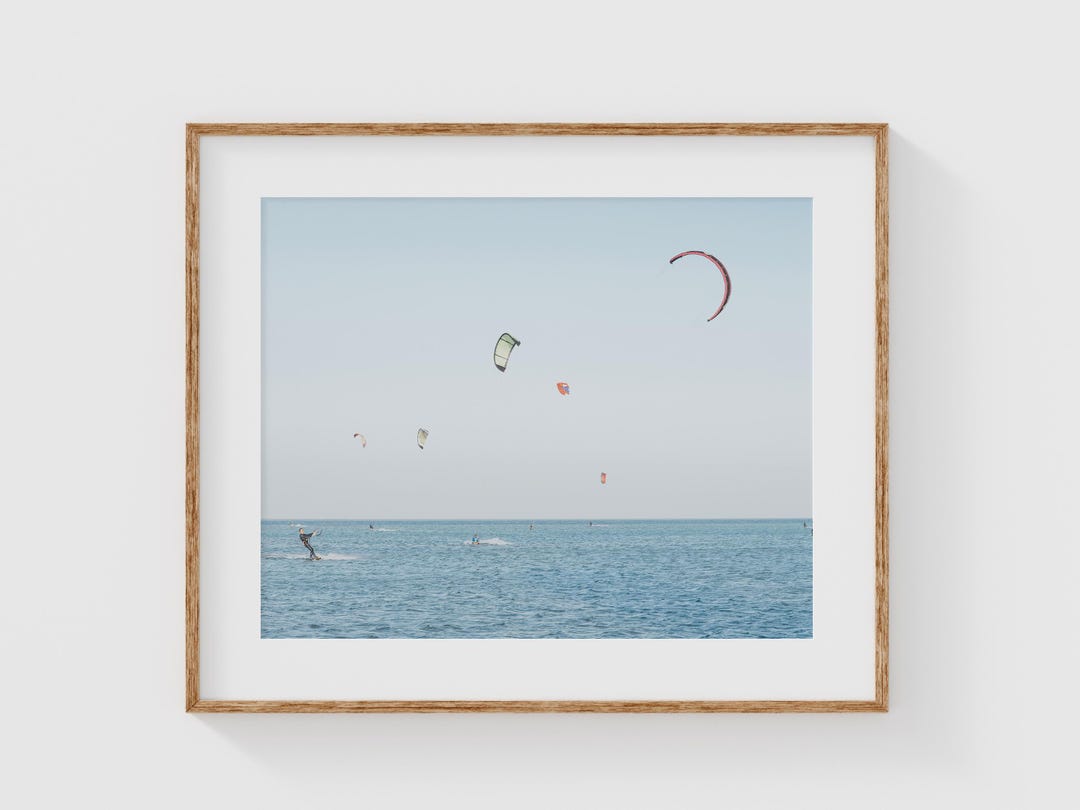 Kite Surfing Wall Art, Minimalist Beach Photography, Ocean Sports Fine ...