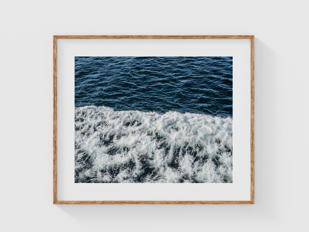 Deep Blue Ocean Wave Print: Minimalist Coastal Wall Art - Etsy
