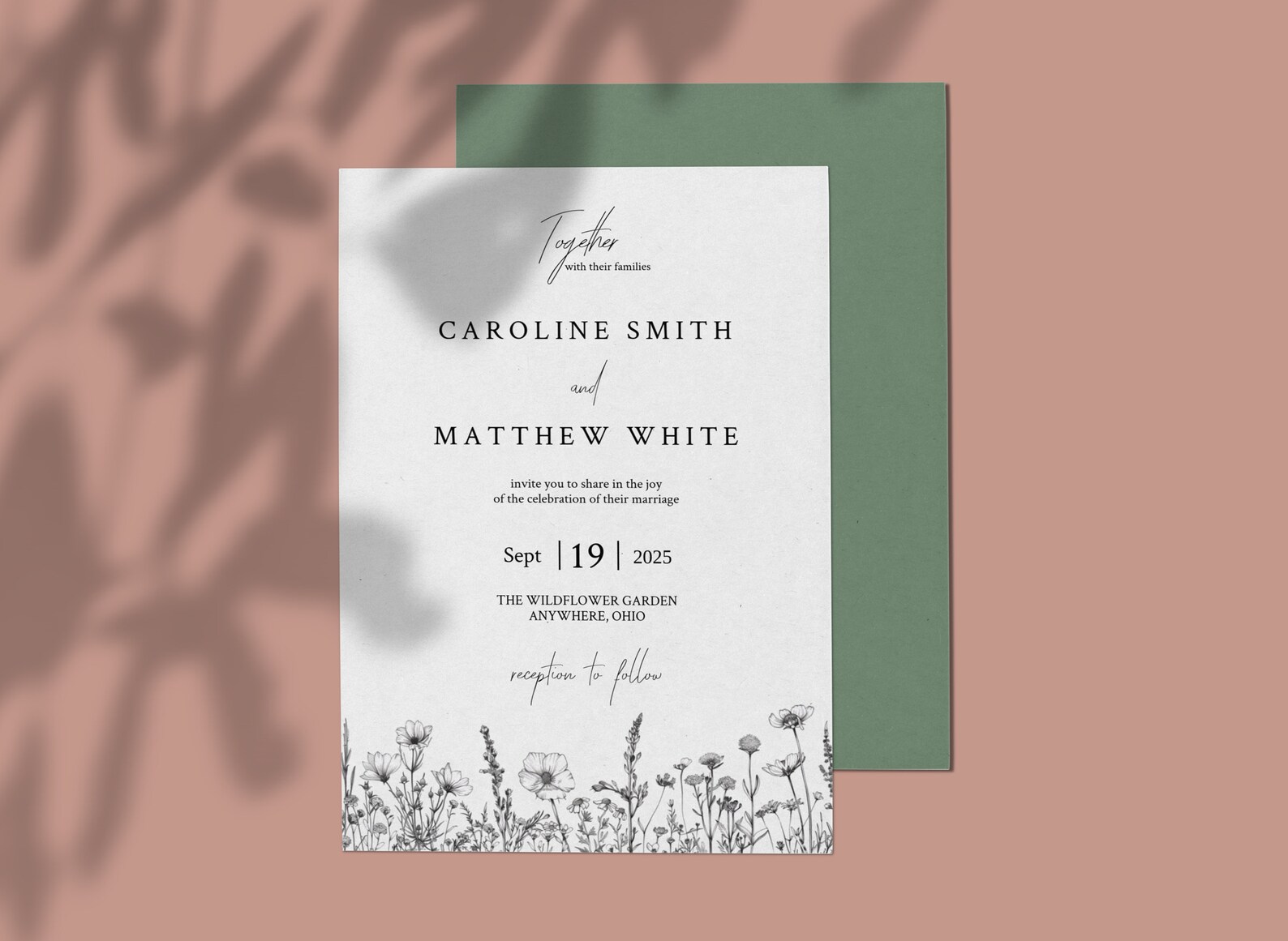 Wildflower Wedding Invitation Template, Instant Download, Templett ...