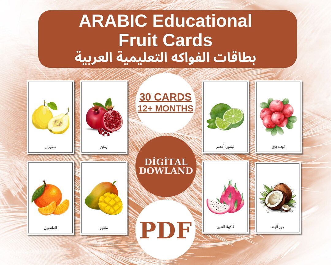 30 Flash Card Arabic Fruit Flash Cards Montessori Cards Educational ...