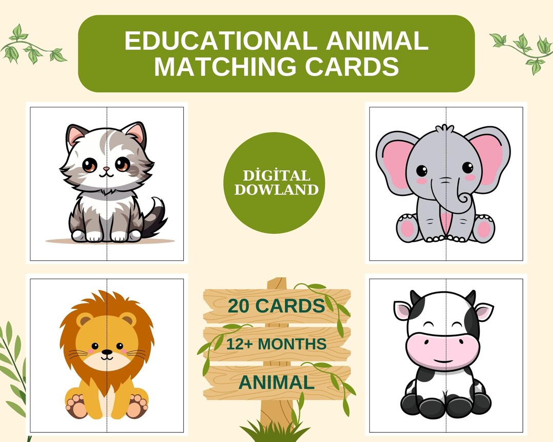 Educational Animal Matching Cards, Animal Memory Matching Cards ...