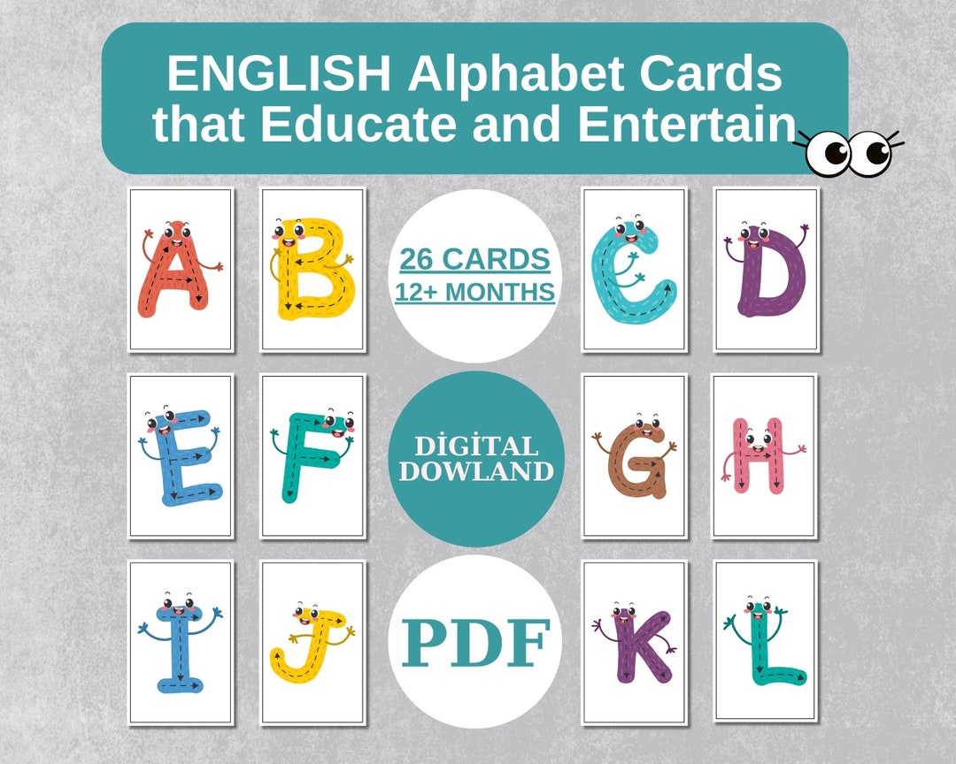 26 Flash Cards English Alphabet Letter Flash Cards Montessori Cards ...