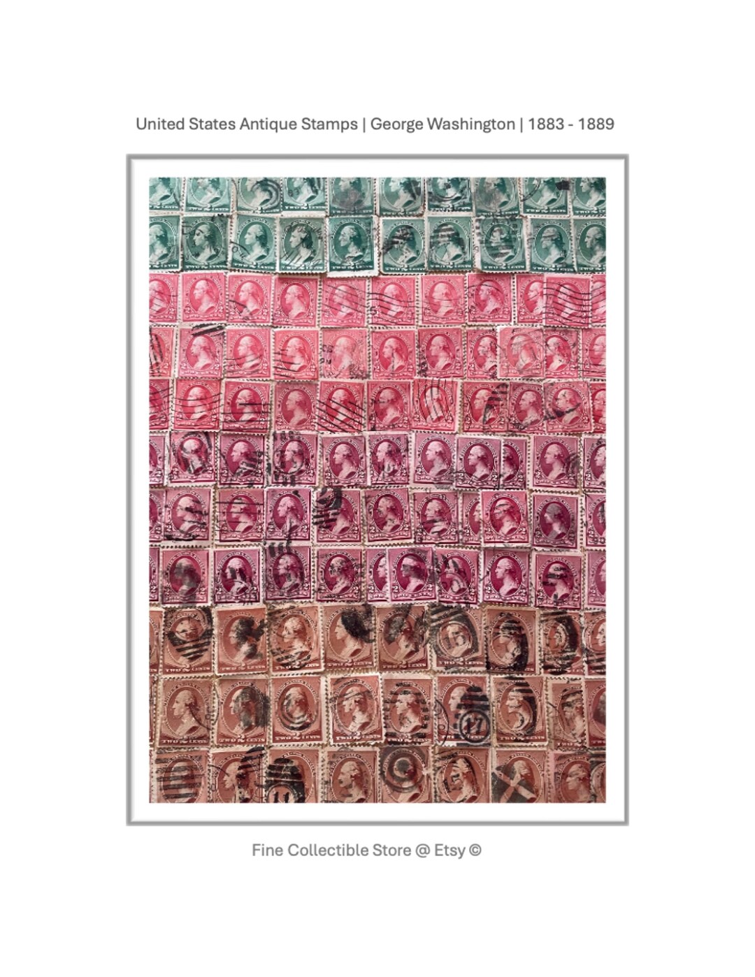Antique US Stamps | George Washington Poster: 100 Years Old, Color ...