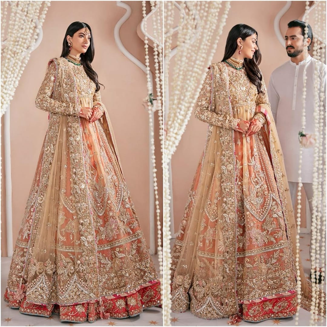 Pakistani Bridal Dress Indian Wedding Embroidery Clothes Mehndi Nikkah ...
