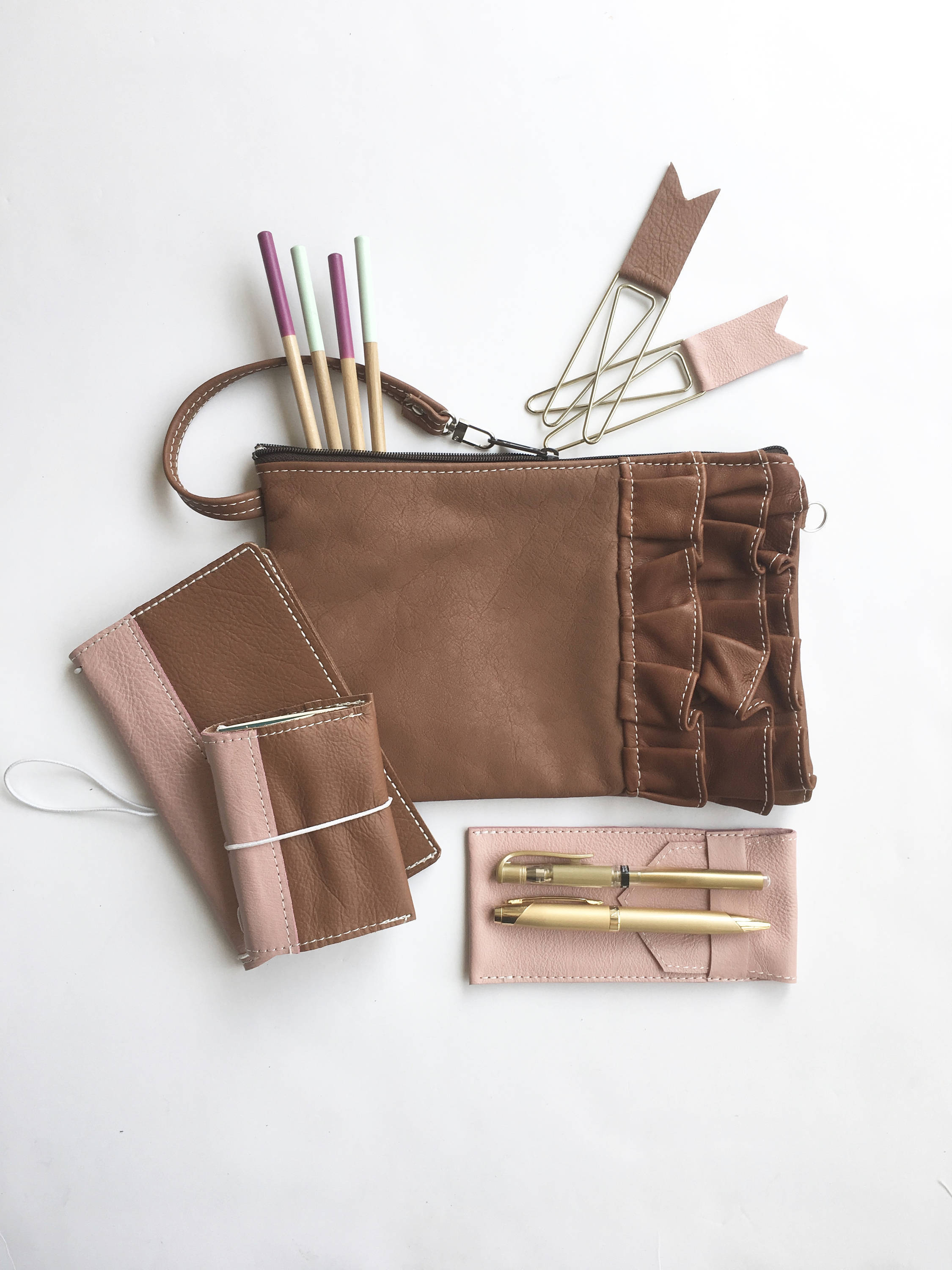 Pen Pouch Gray Leather Pen Pouch Planner Accessories | Etsy