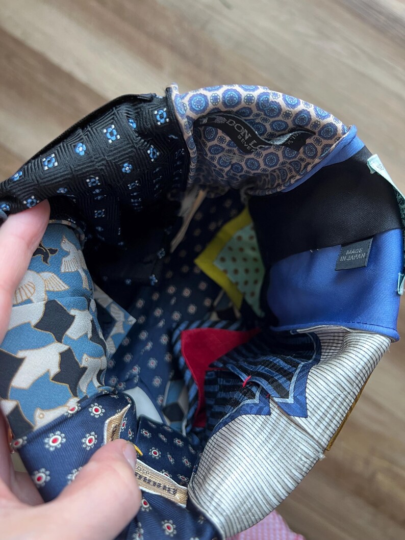 Handmade Bucket Bag Purse Made From Silk Ties - Upcycled Purse With ...