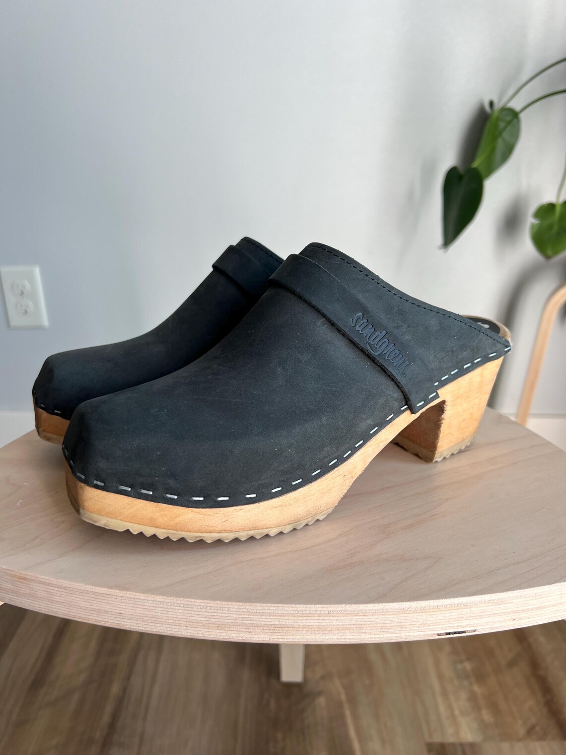 Sandgrens Square-toed Clots / Black Clogs / Swedish Wooden Clogs - Etsy