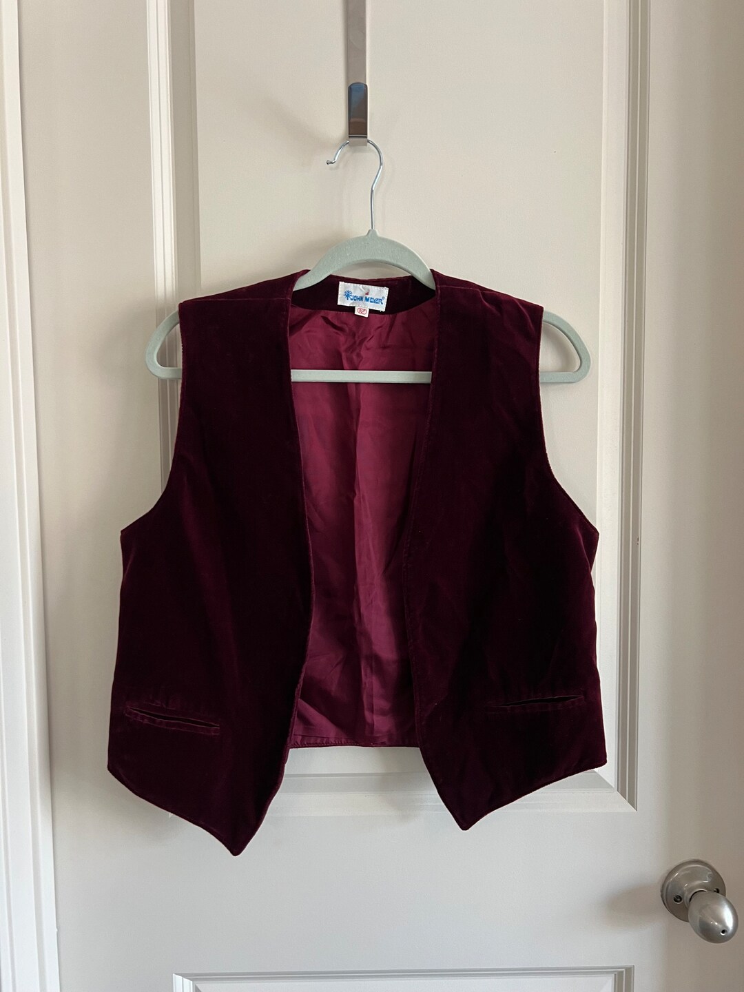 1990s Maroon Red Velvet Style Vest - Etsy