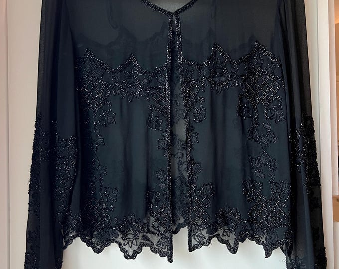 Vintage Sheer Formal Jacket With Beading / Beaded Jacket / Beaded ...