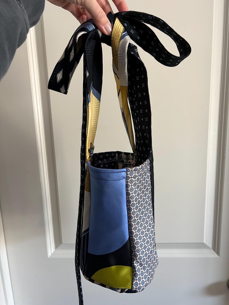 Handmade Bucket Bag Purse Made From Silk Ties - Upcycled Purse With ...